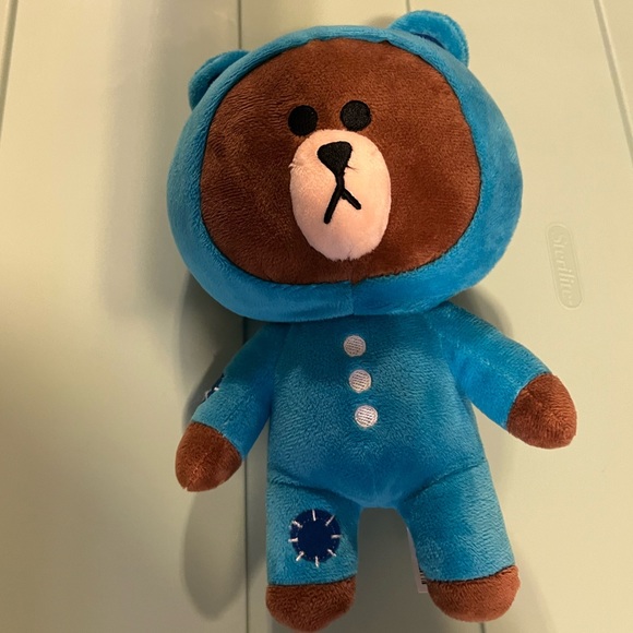 line friends | Toys | Line Friends Brown Bear Blue Plush Soft Toy ...